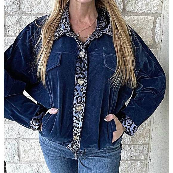 Umgee | Jackets & Coats | New Umgee Velvet Button Up Jacket In Navy ...